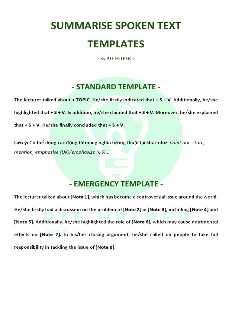 Summarise Spoken Text | PDF