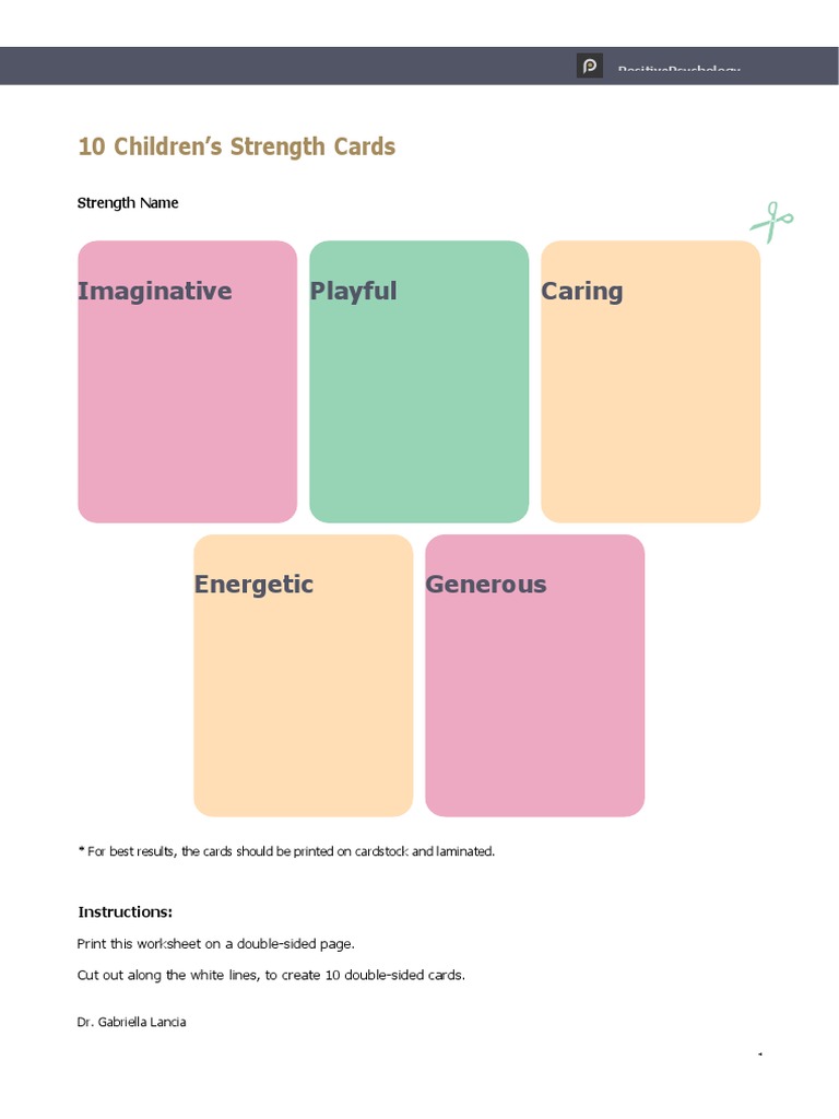10 Childrens Strength Cards | PDF