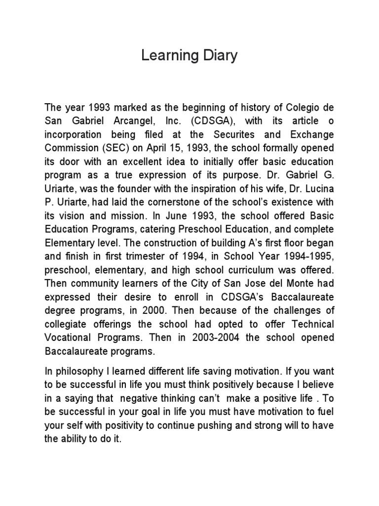 Learning Diary | PDF