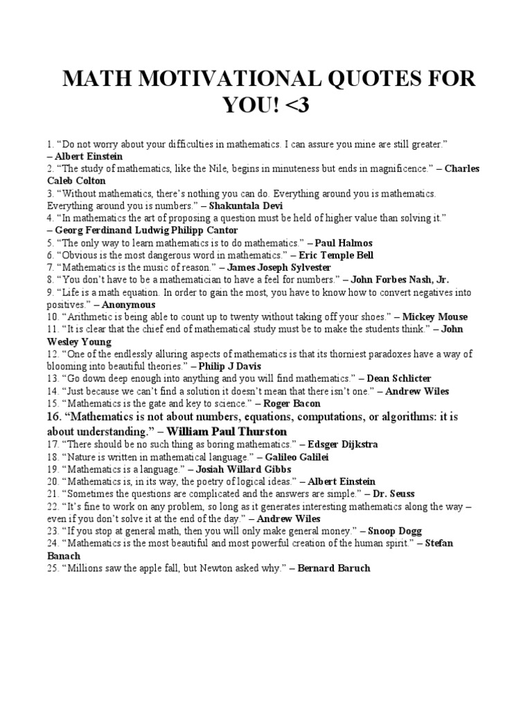 Inspiring Math Quotes for Life | PDF | Mathematics | Science
