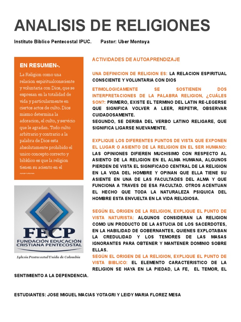 Definición y Análisis de Religión | PDF | Filosofía | Religión y ...