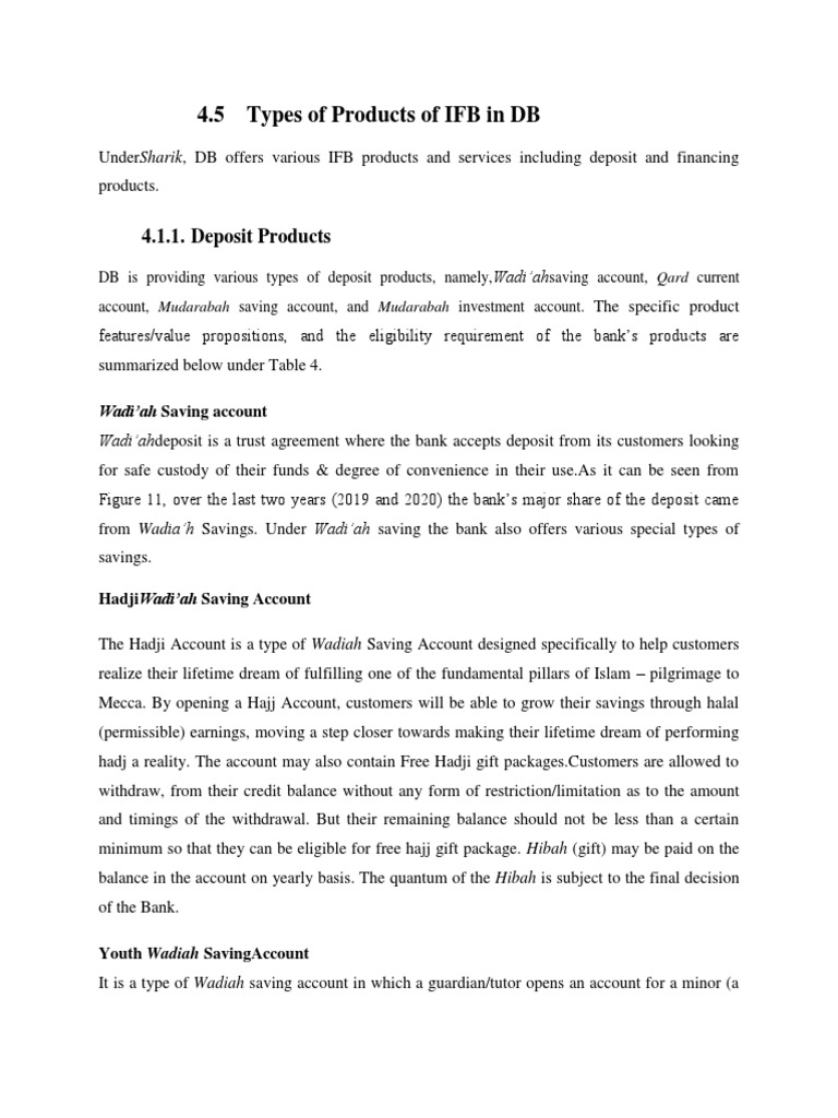 4.5 Types of Products of IFB in DB | PDF | Banks | Transaction Account