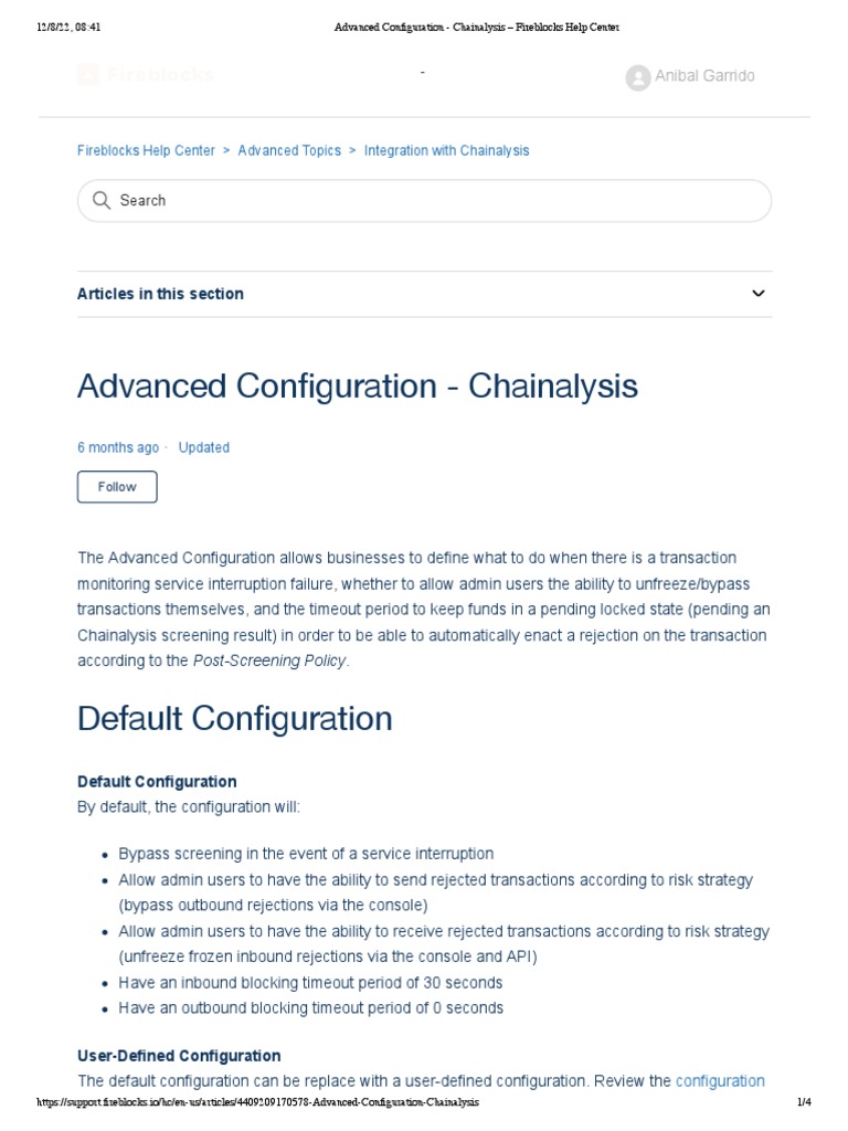 Advanced Configuration - Chainalysis - Fireblocks | PDF | Software ...