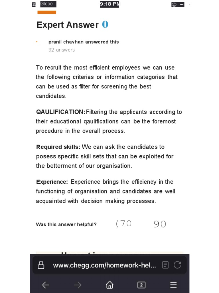 Expert Answer: QAULIFICATION:Filtering The Applicants According To | PDF