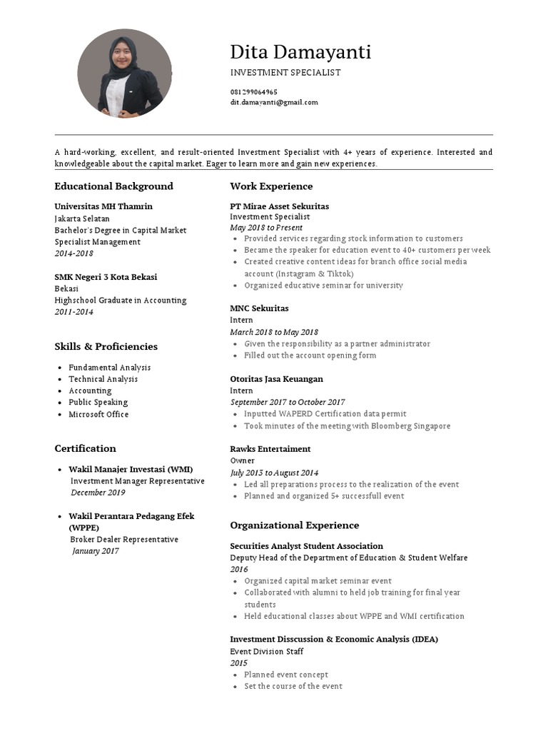Curriculum Vitae Dita Damayanti 2022 | PDF | Business | Economies