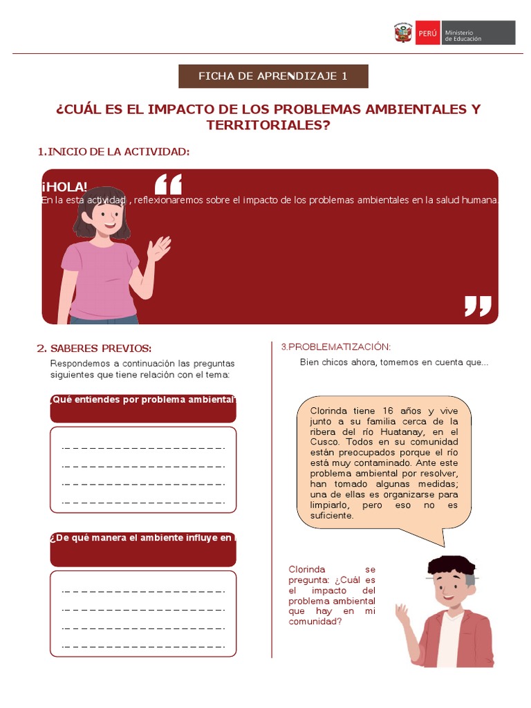 Ficha de Aprendizaje CCSS 2° GRADO | Descargar gratis PDF | Contaminación | Entorno natural