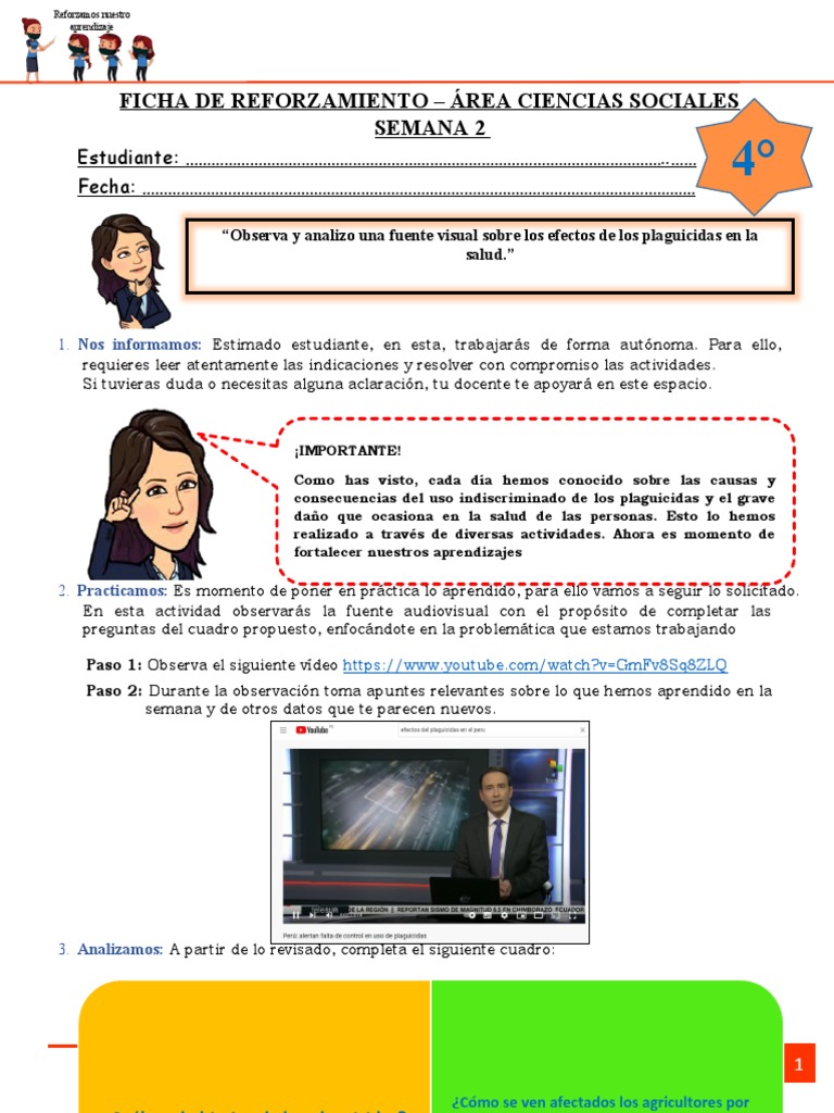 4° Ficha de Reforzamiento Sem.2 - Exp 1 - Ciencias Sociales | PDF | Pesticida | Cognición