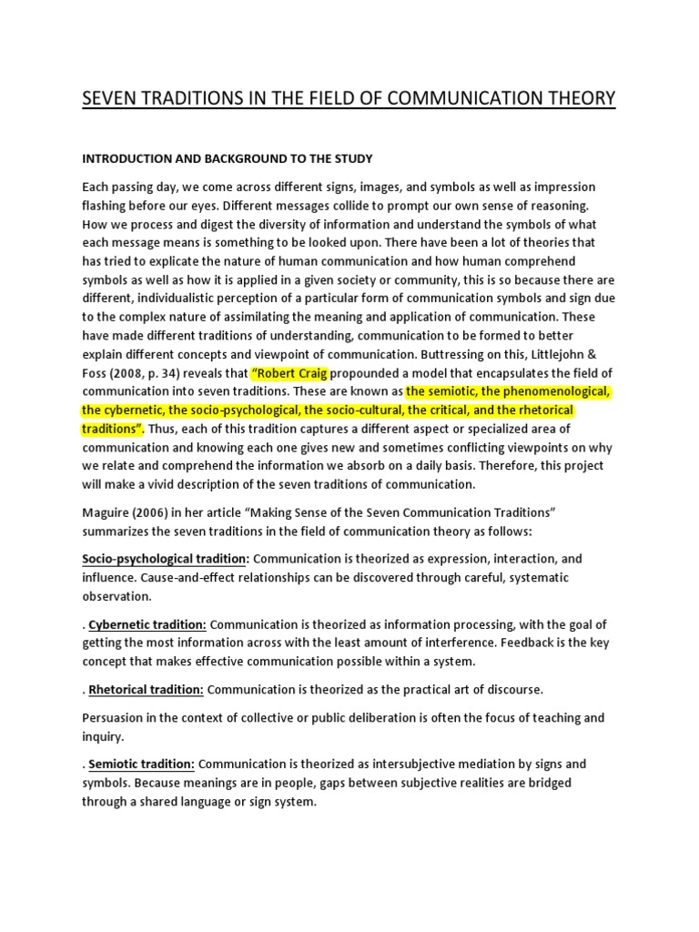 Seven Communication Traditions Explained | PDF | Communication ...