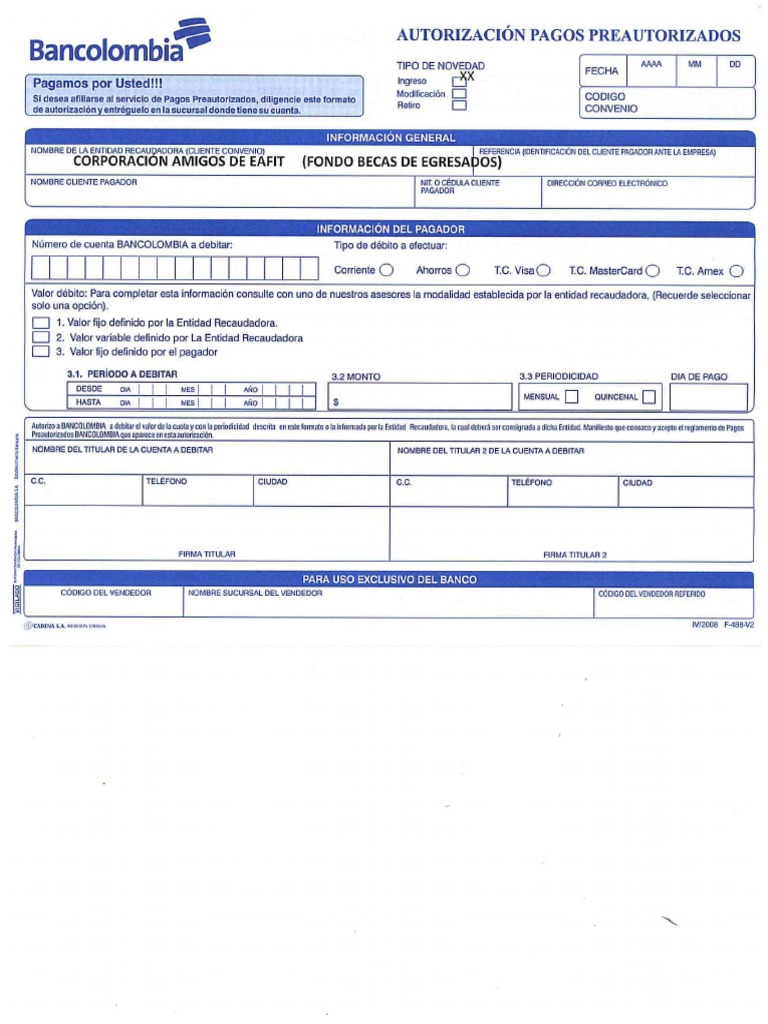 Formato Bancolombia | PDF