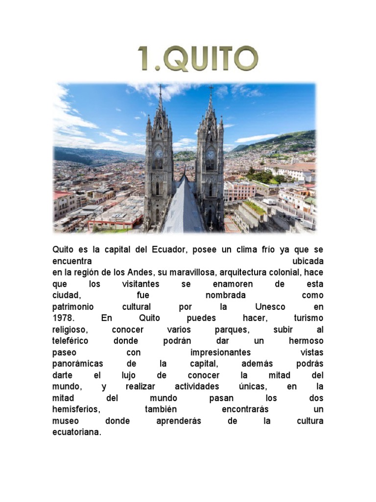 Quito Es La Capital Del Ecuador | PDF | Ecuador | Islas Galápagos
