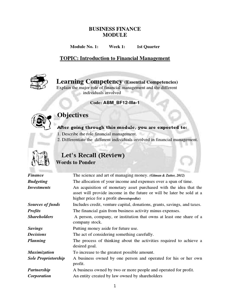 Learning Competency: Objectives | PDF | Business | Investing