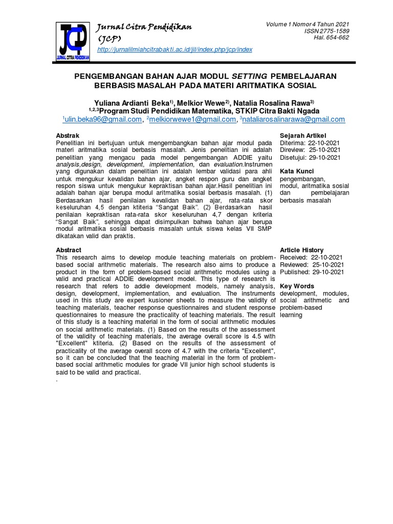 Beka - PENGEMBANGAN BAHAN AJAR MODUL SETTING PEMBELAJARAN BERBASIS MASALAH PADA MATERI ...