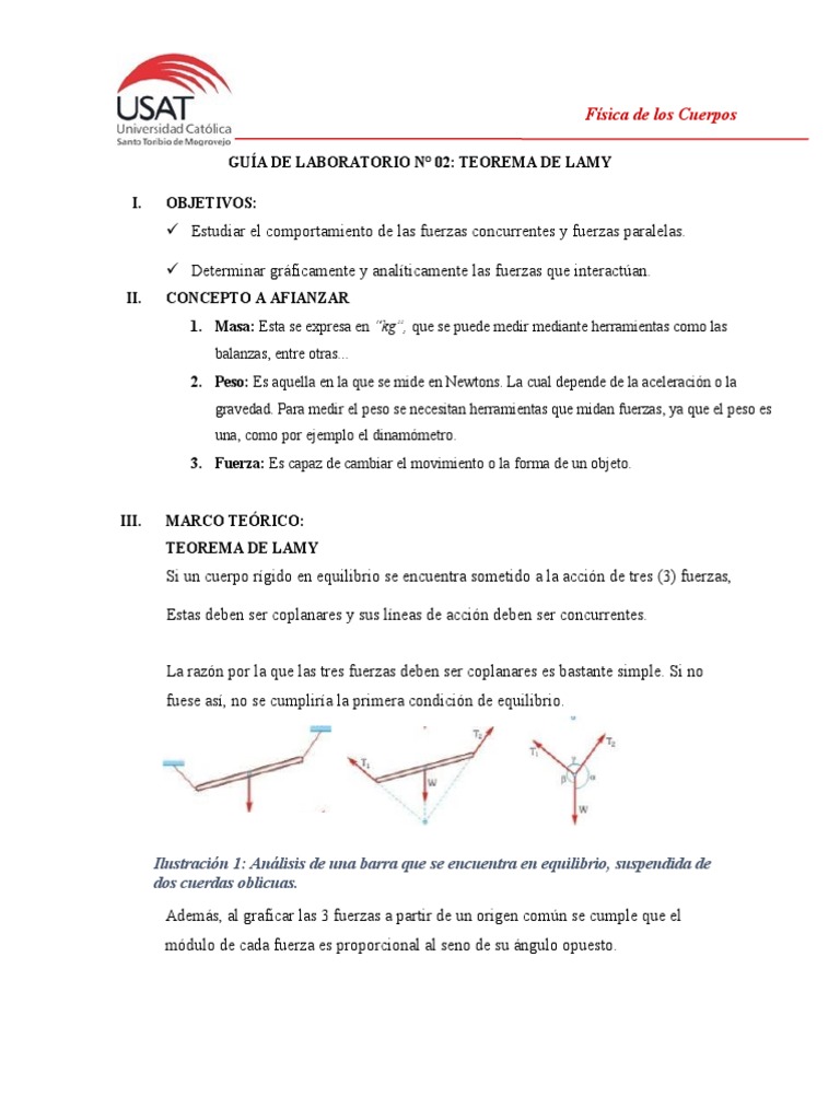 GUÍA N°02 - Teorema de Lamy-Grupo 6 | PDF | Peso | Fuerza