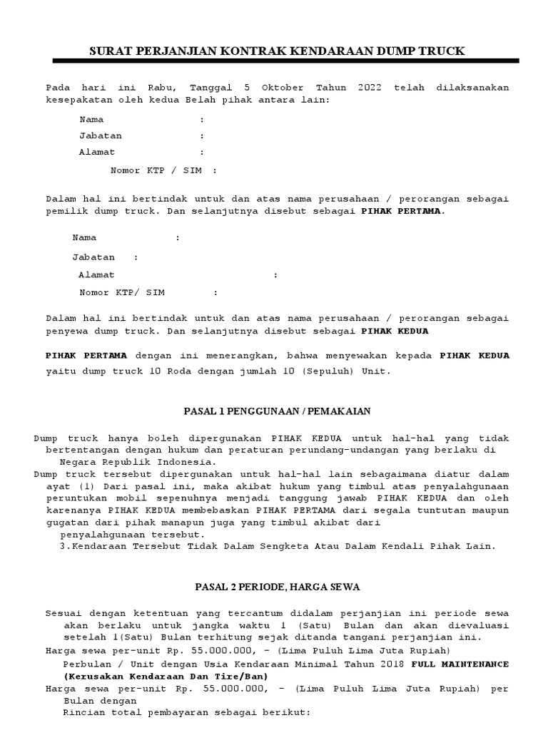 Draft Kontrak DT New | PDF