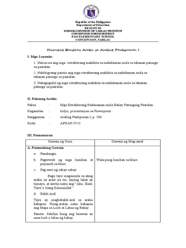 Lesson Plan For COT1 | PDF