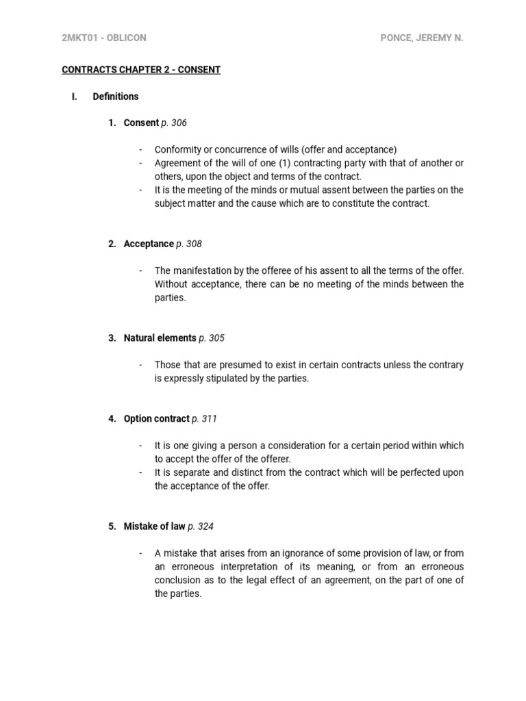 Contracts Chapter 2 | PDF | Offer And Acceptance | Annulment