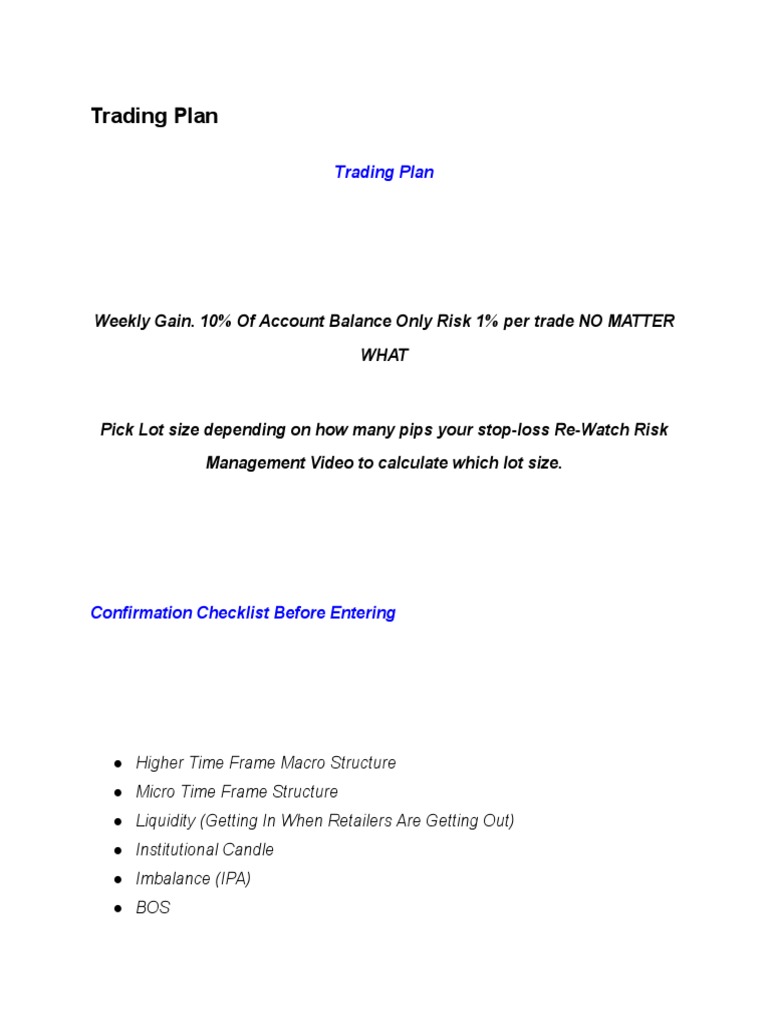 Trading Plan | PDF