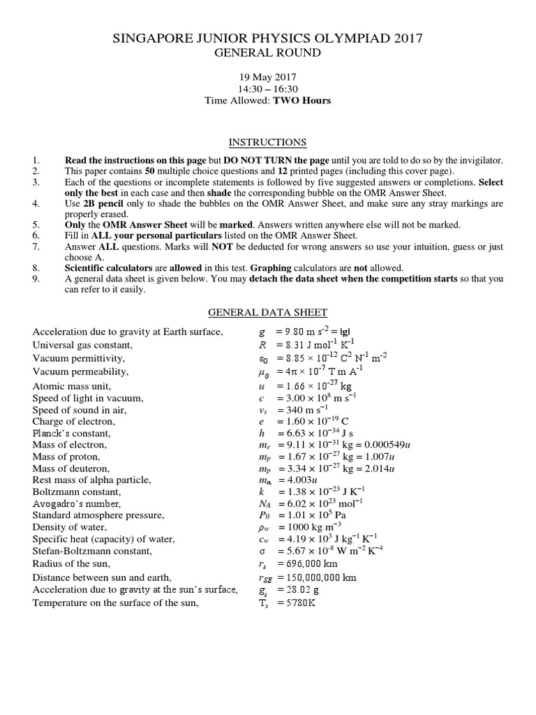 SJPO 2017 General Round - Question | PDF