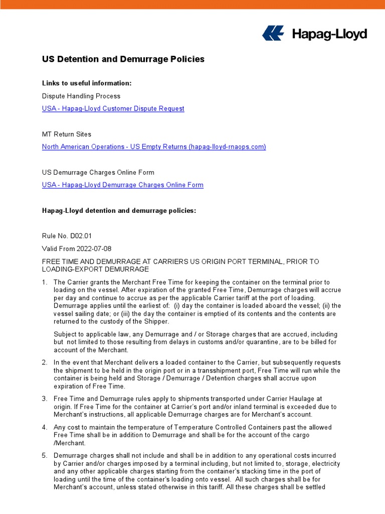 US Detention and Demurrage Guide | PDF | Bill Of Lading | Cargo