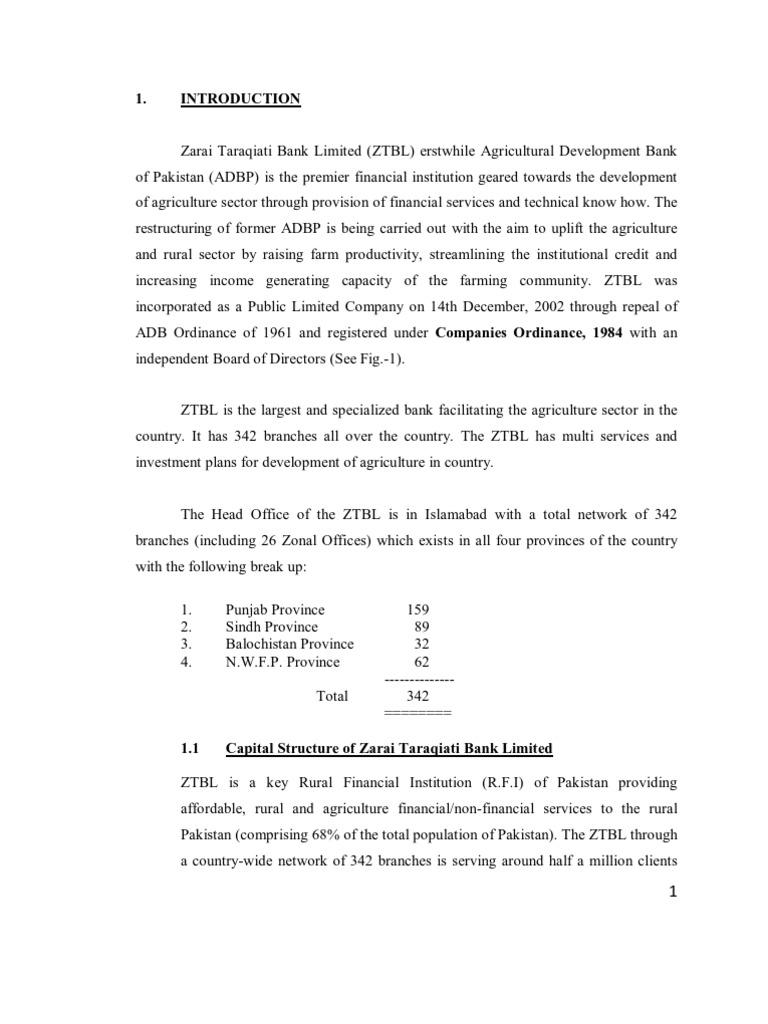 ZTBL Report | PDF | Pension | Employment