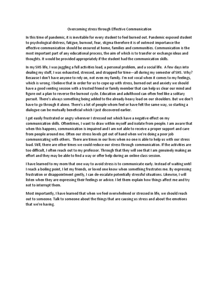 Overcoming Stress Through Effective Communication | PDF | Occupational ... Overcoming Stress Through Effective Communication | PDF | Occupational ...