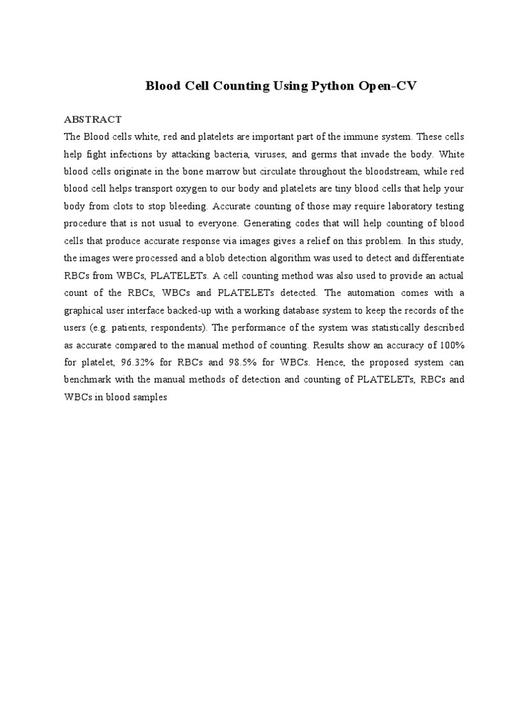 Blood Cell Counting | PDF | Blood Cell | Platelet