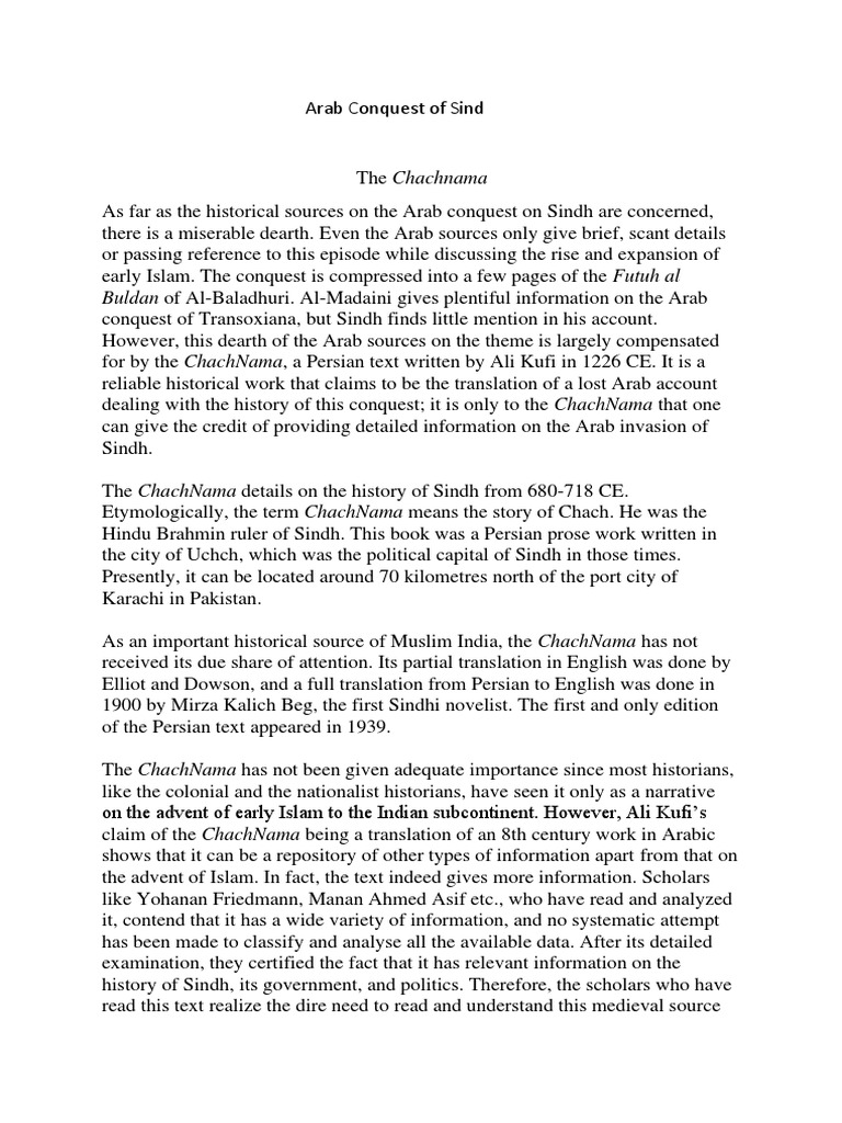 Arab Conquest of Sindh Detailed in ChachNama | PDF | Sindh | Middle East