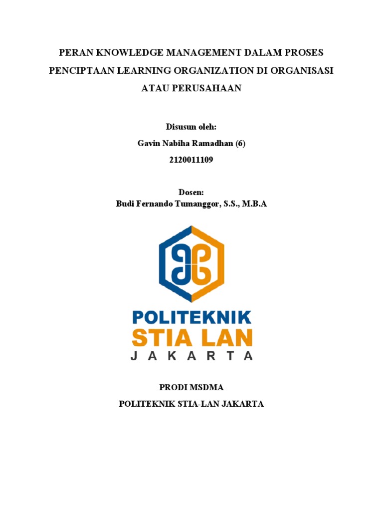Peran Knowledge Management Dalam Menciptakan Learning Organization | PDF