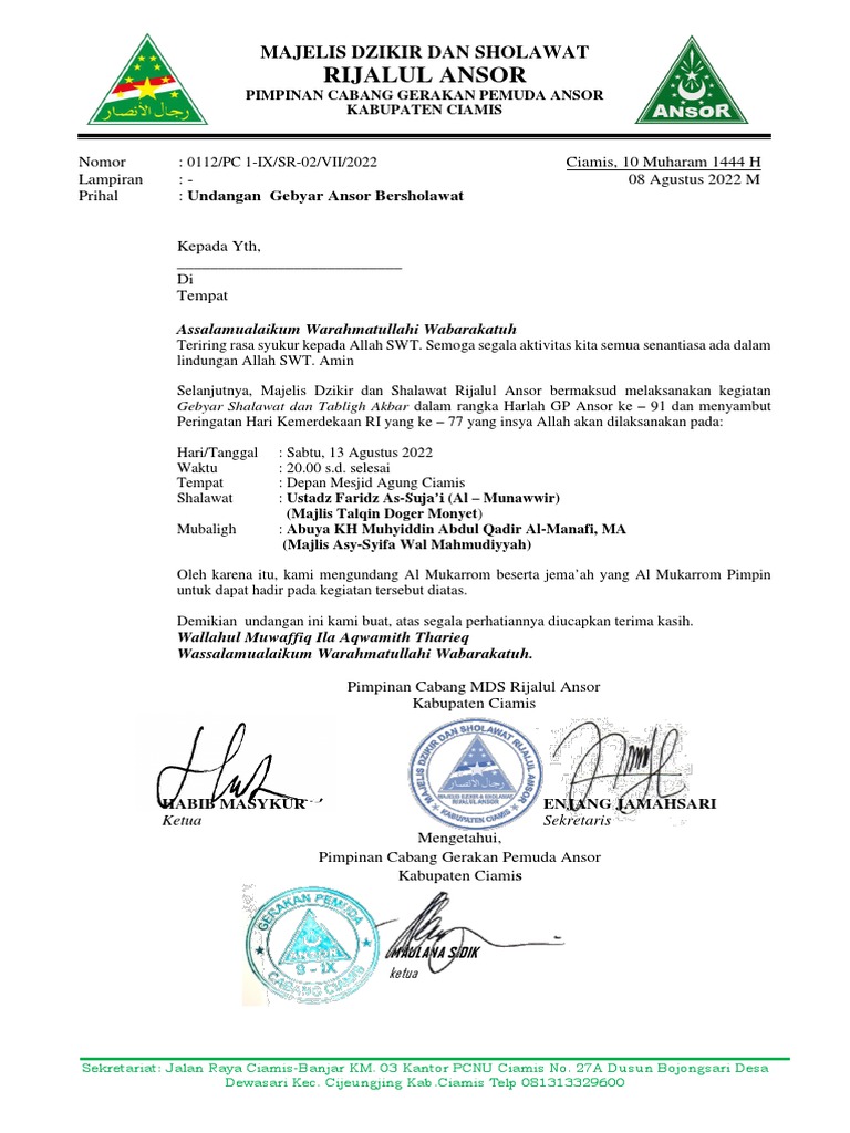 Undangan Sholawat Akbar | PDF