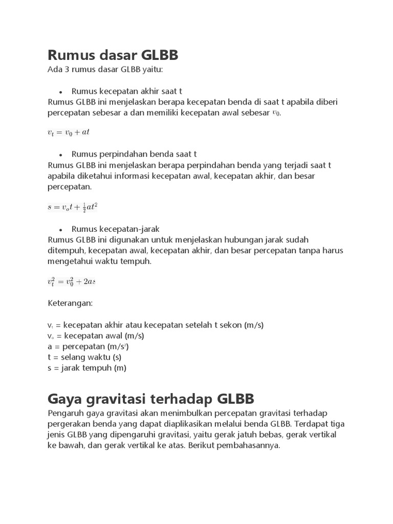 Fisika Gerak Lurus Berubah Beraturan | PDF