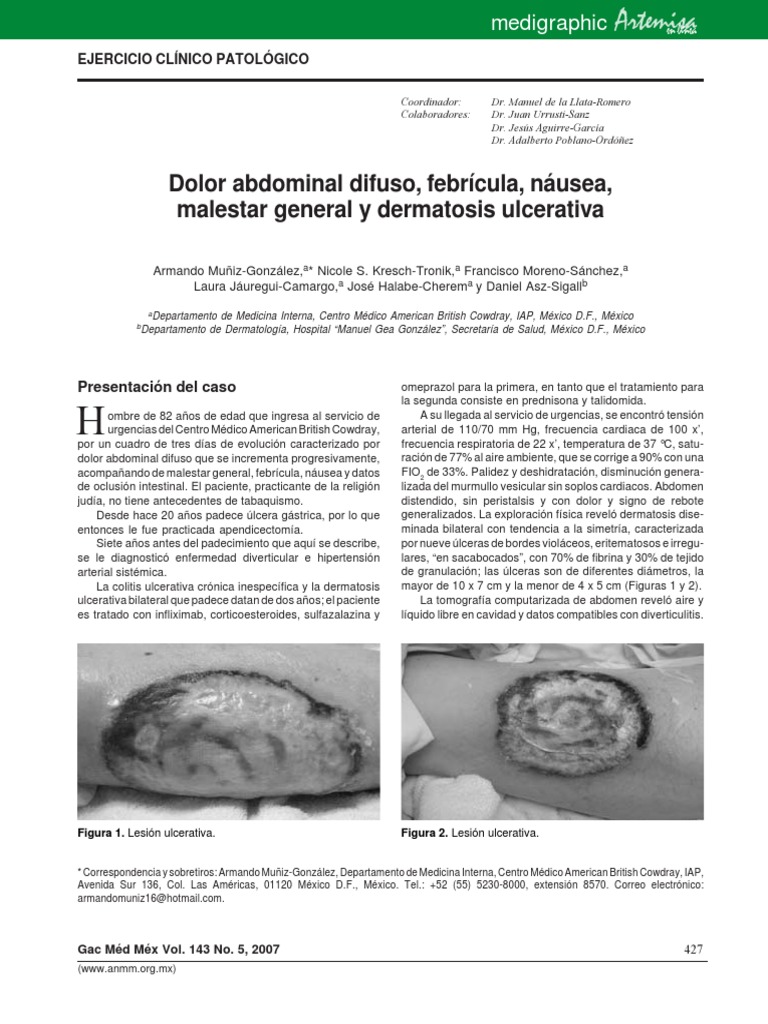 Dolor Abdominal Difuso, Febrícula, Náusea, Malestar General y ...