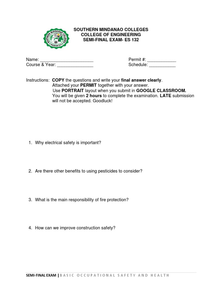 Semi-Final Exam - Es 132 | PDF