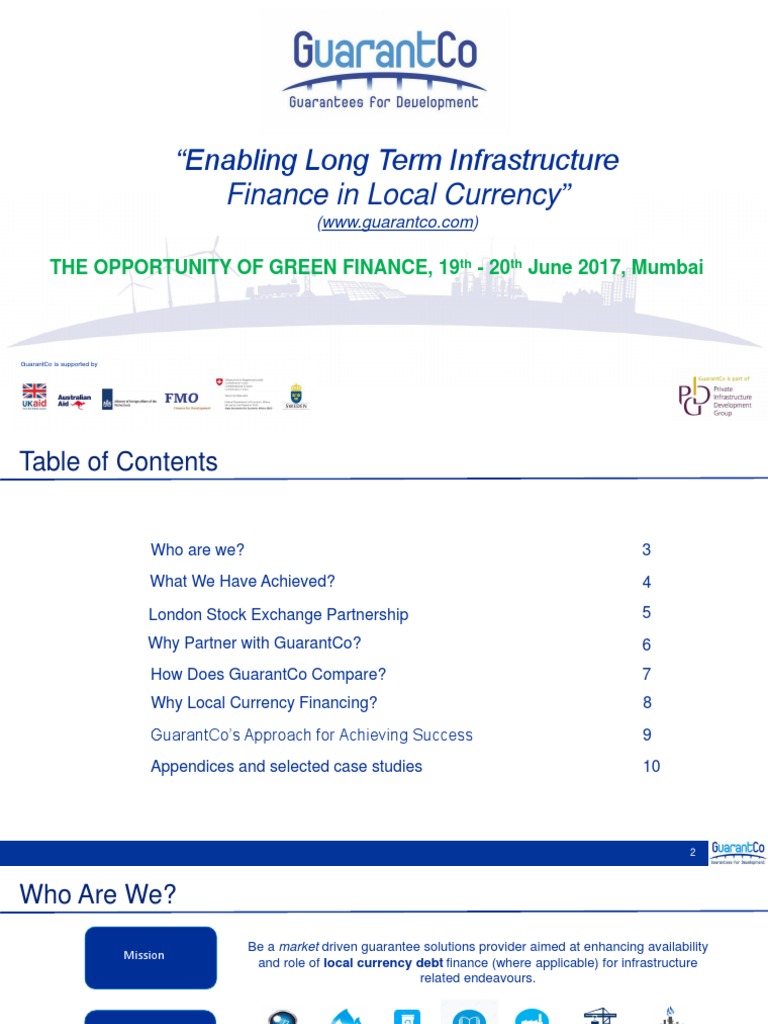 Enabling Long Term Infrastructure Finance in Local Currency GuarantCo | PDF | Bonds (Finance) | Debt