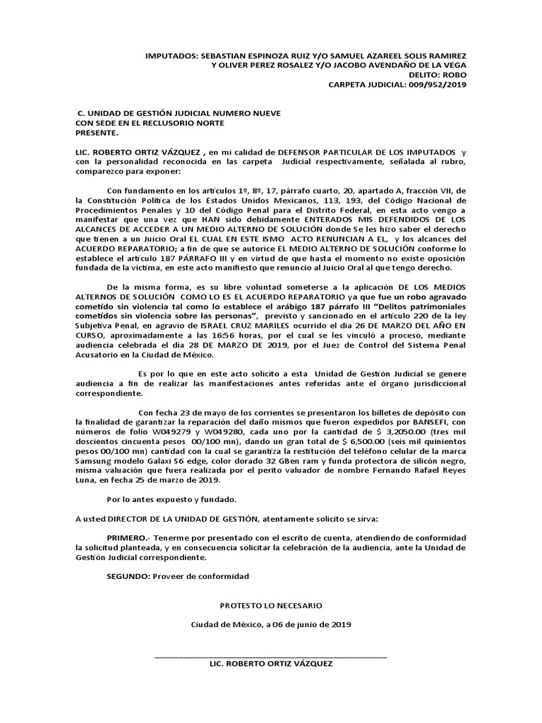 Acuerdo Reparatorio | PDF | Derecho penal | Robo