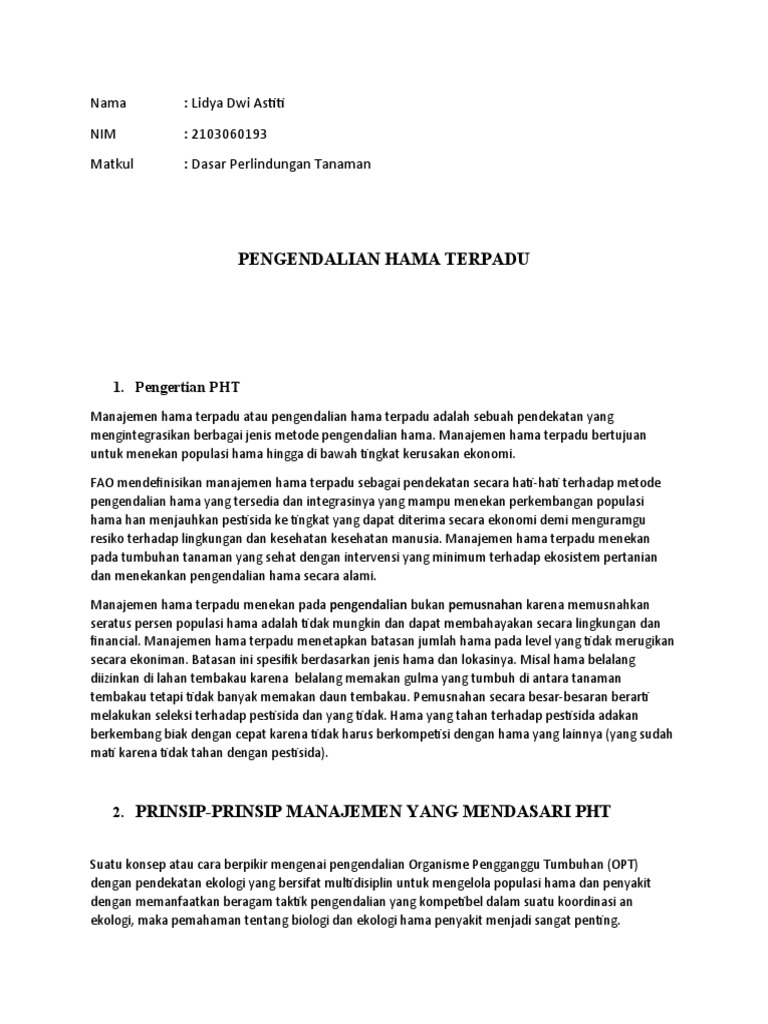 Pengendalian Hama Terpadu: Konsep dan Prinsip | PDF