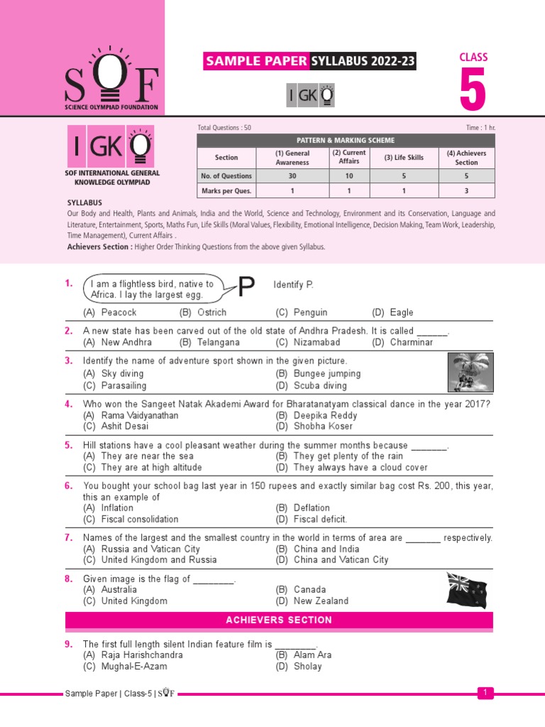Igko Sample Paper Class-5 | PDF