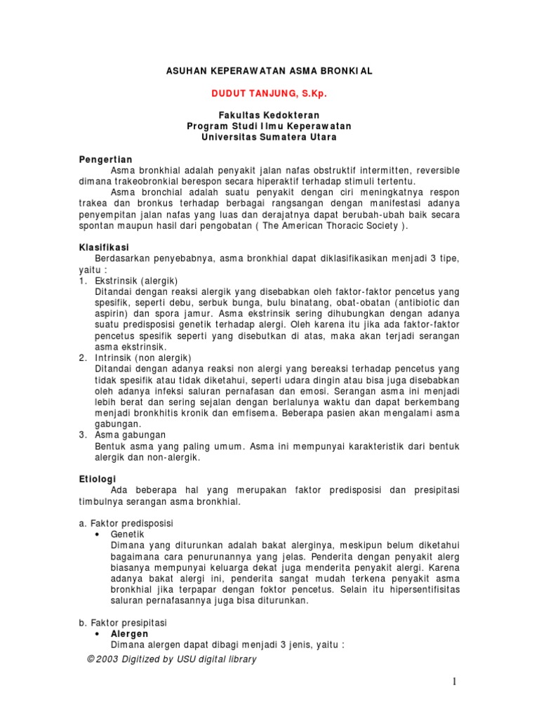 Asuhan Keperawatan Asma Bronkial | PDF