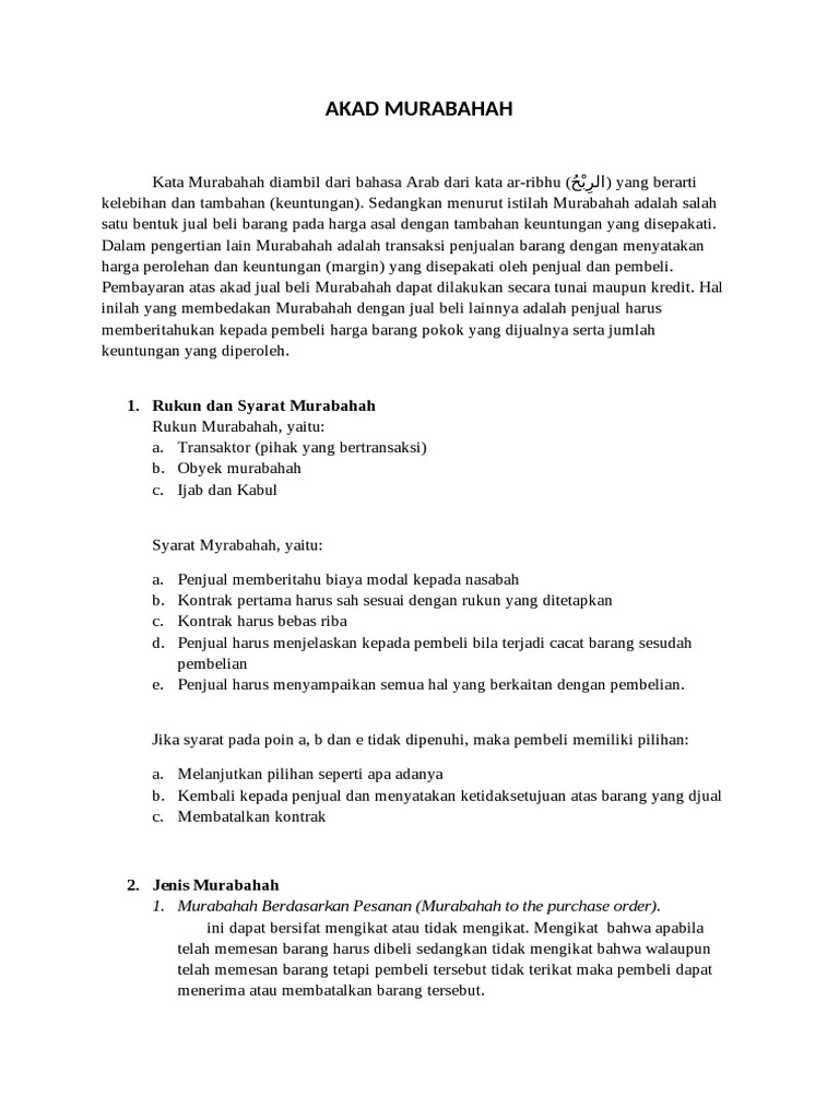 Panduan Lengkap Akad Murabahah | PDF