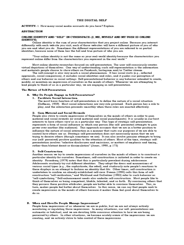 The Digital Self | PDF | Selfie | Identity (Social Science)