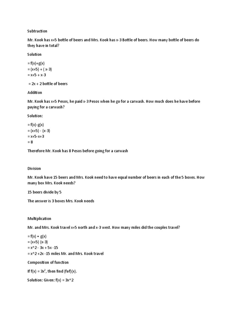 Math Addition Subtraction Multiplication Divition | PDF | Cooking, Food ...
