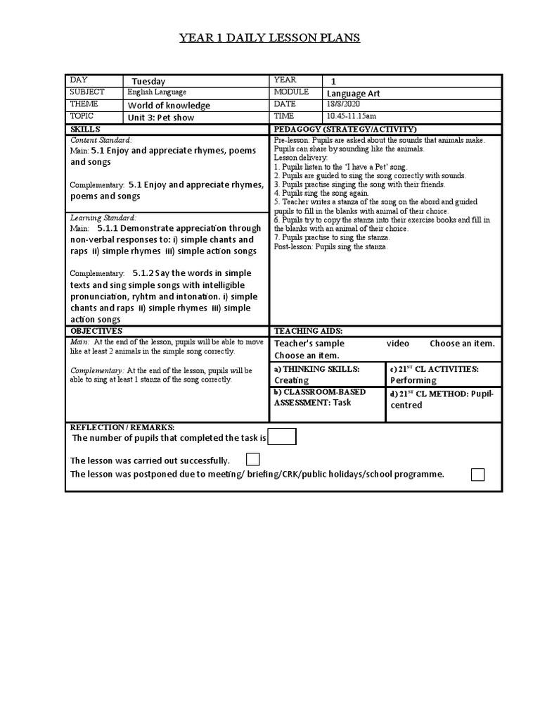 18 Ogos (Tuesday) | PDF | Teachers | Lesson Plan