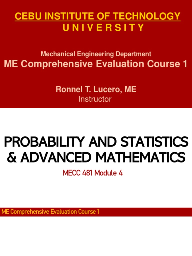 MECC481 - 4 - Probability and Statistics Advanced Math | PDF | Variance | Standard Deviation