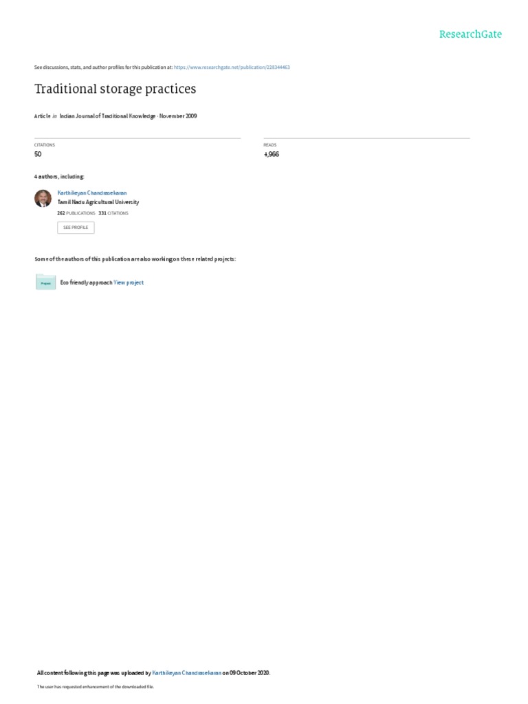 Traditional Storage Practices | PDF