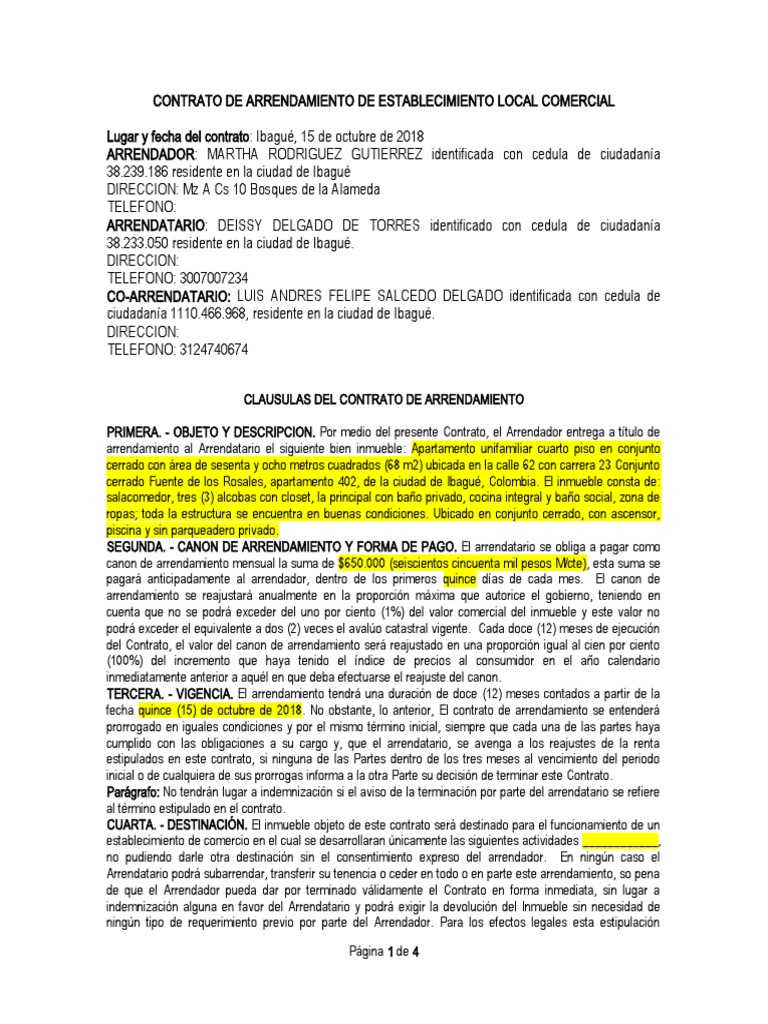 Contrato de Arriendo LOCAL | PDF | Derecho