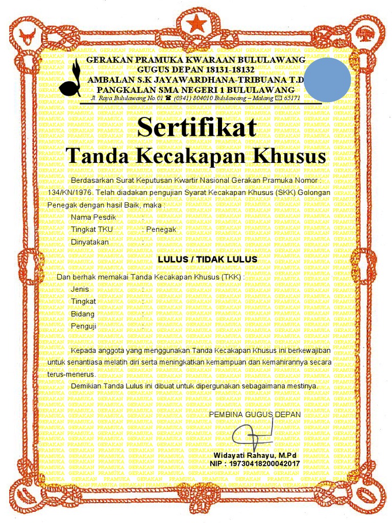 Sertifikat TKK | PDF