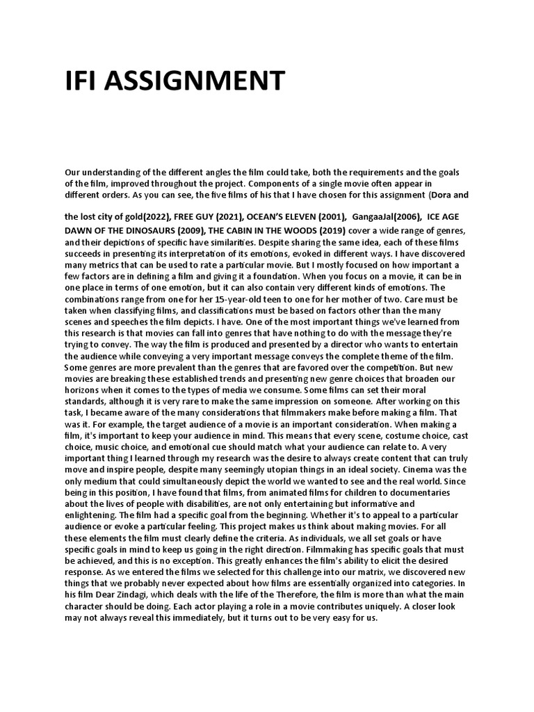 Ifi Assignment | PDF | Filmmaking | Genre