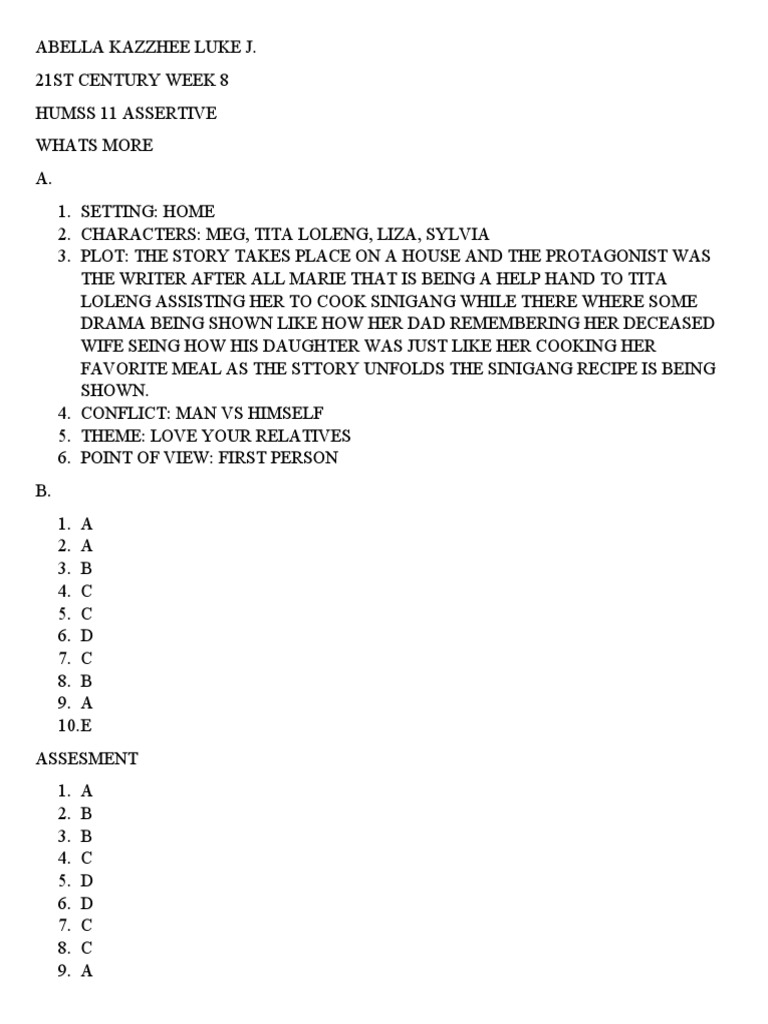 Abella Kazzhee Luke J 21st Century Week 8 | PDF | Mystery, Thriller & Crime Fiction