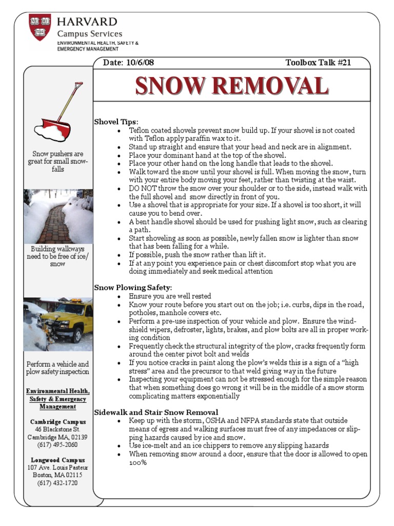Snow Shoveling Safety Guidelines | PDF | Snow | Safety