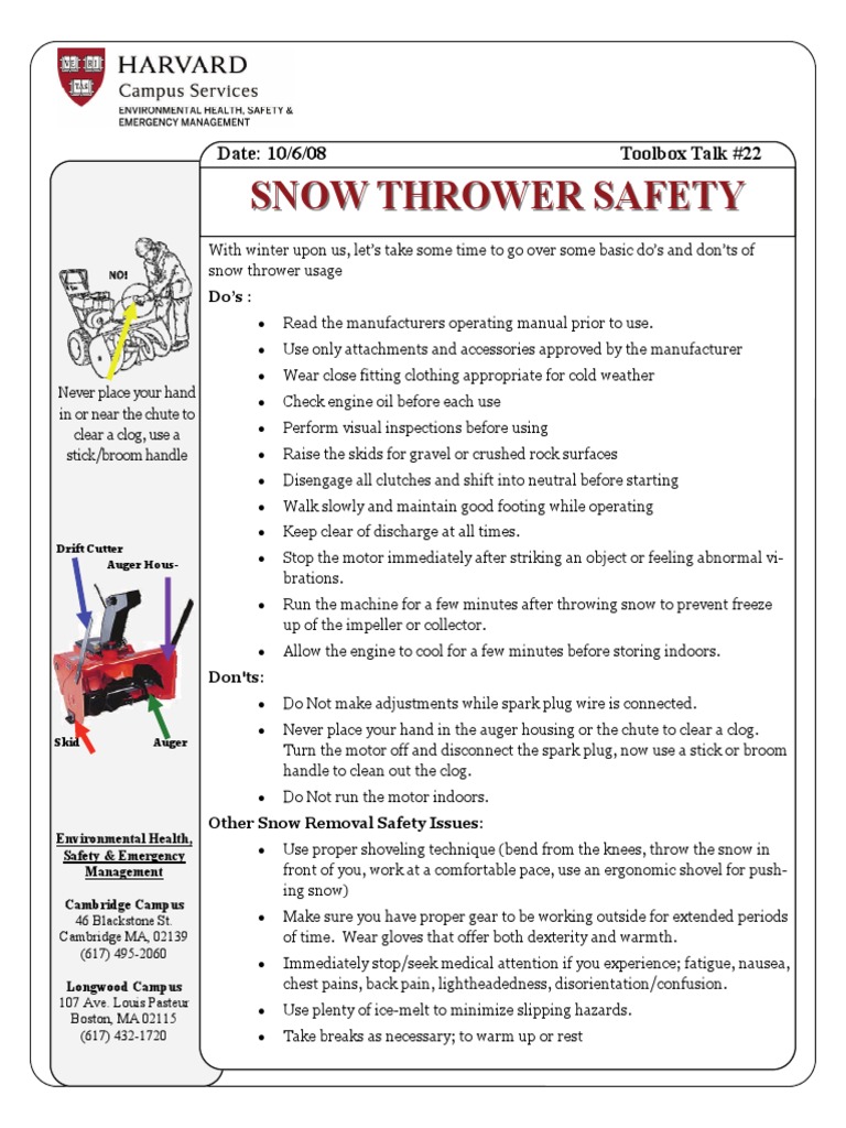 Snow Thrower Safety Guidelines | PDF | Snow | Manufactured Goods
