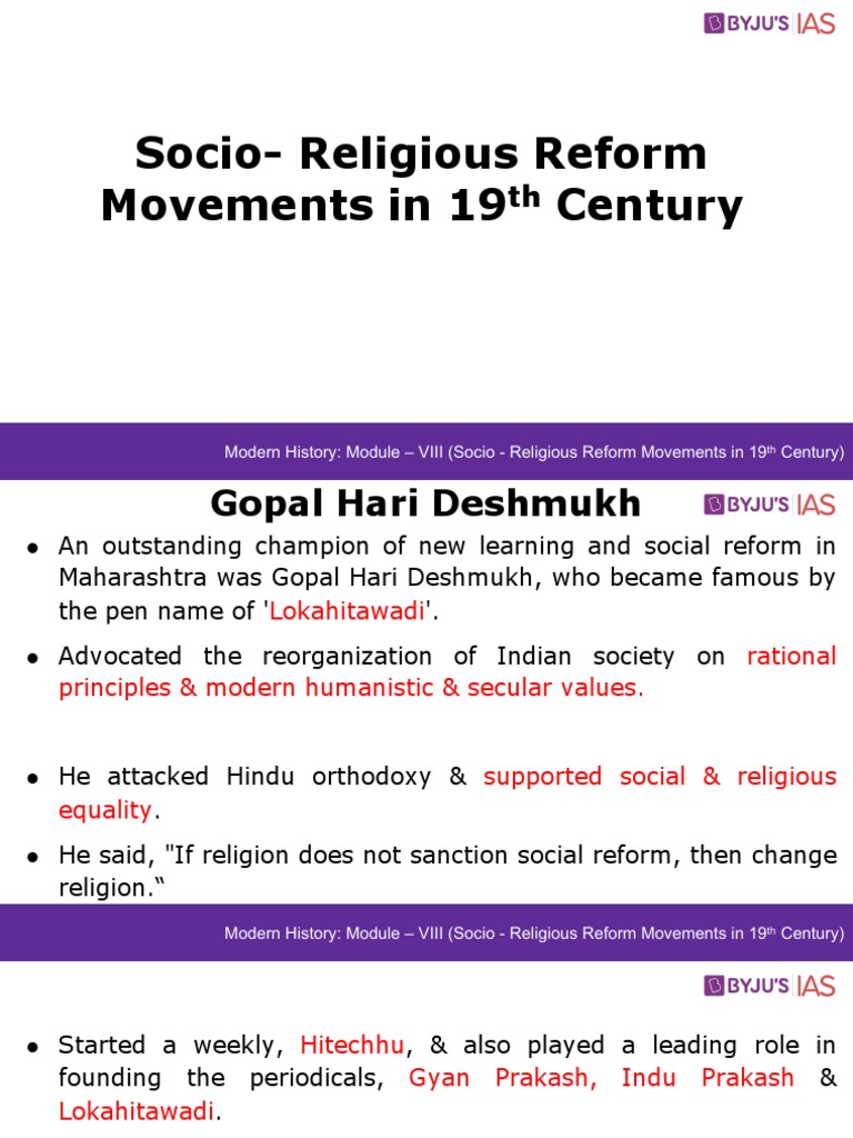 Socio-Religious Reform Movements in 19 Century | PDF